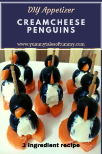 Cream cheese Penguins Appetizer - Yummy tales of tummy