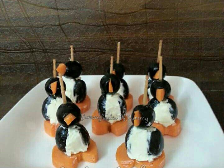 Cream cheese Penguins Appetizer - Yummy tales of tummy
