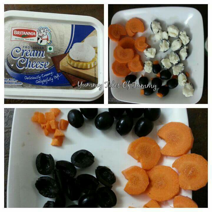 Cream cheese Penguins Appetizer - Yummy tales of tummy