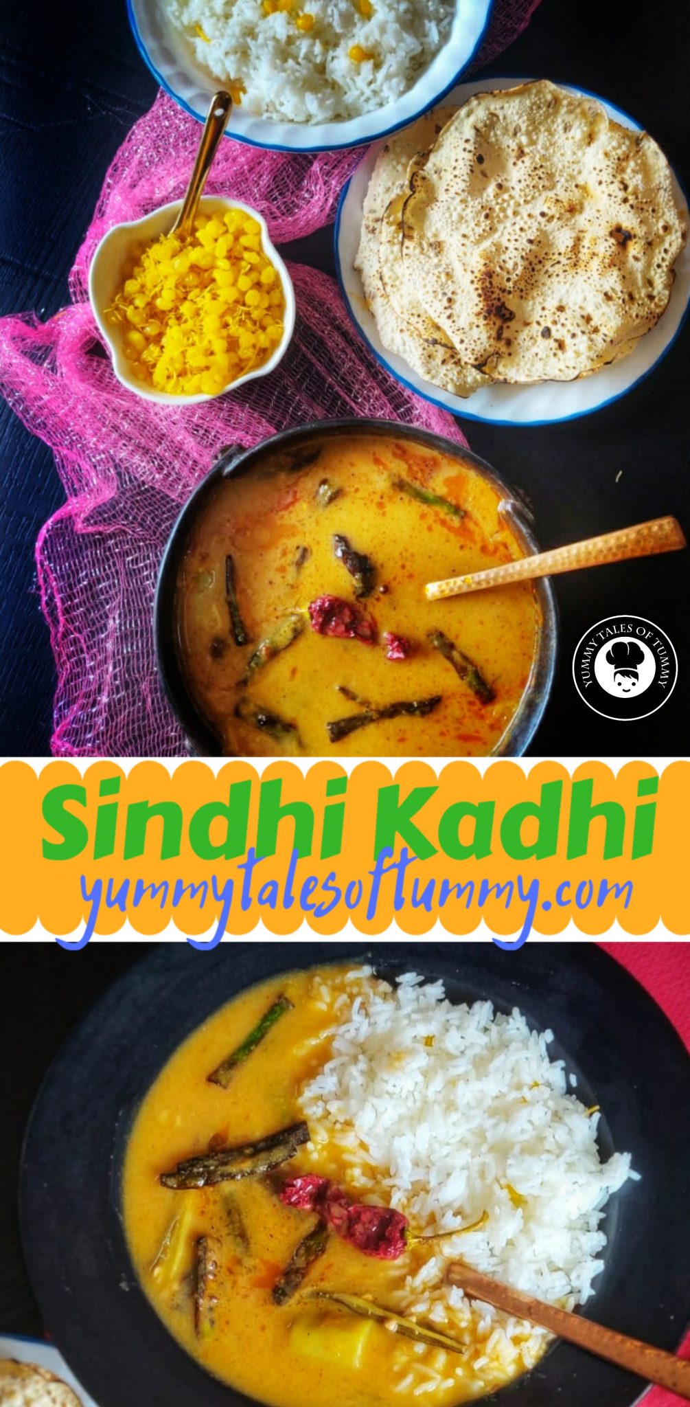 Sindhi Kadhi -Steamed Rice with Sweet Boondi & Sev - Yummy tales of tummy