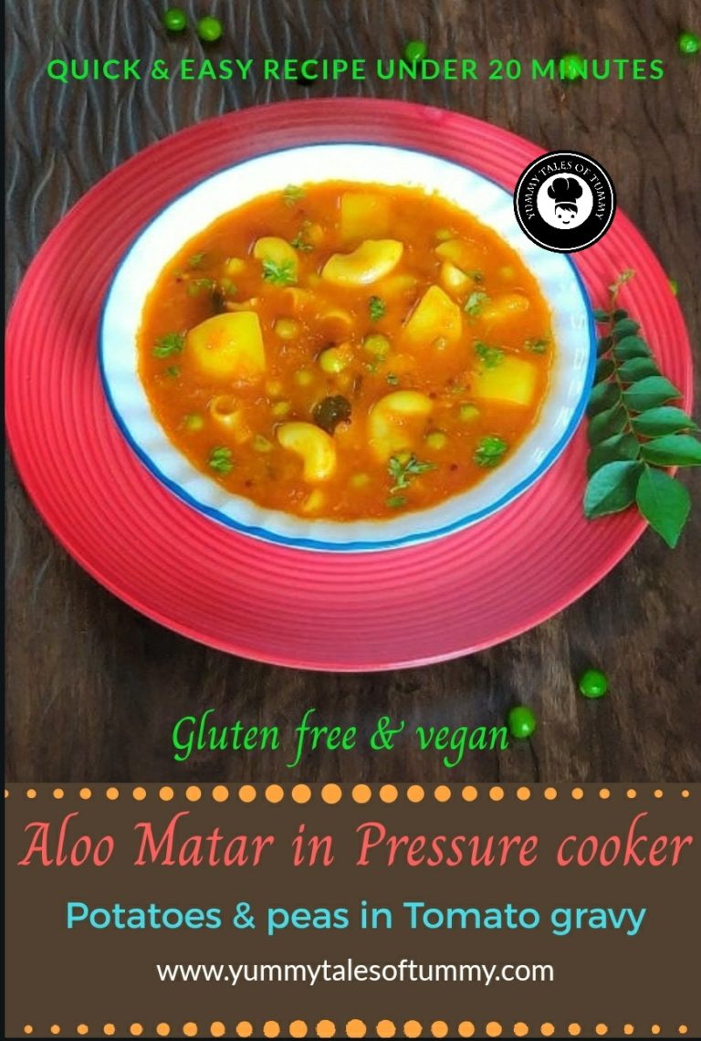 Alu matar Sabzi | Potatoes peas in Tomato gravy - Yummy tales of tummy