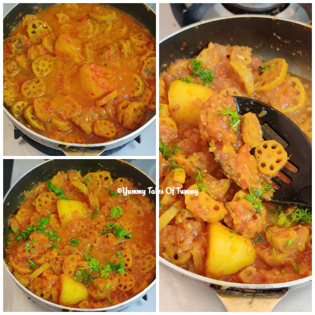 Kamal Kakdi Ki Sabzi (Seyal Bhee Patata) | Lotus stem curry - Yummy ...