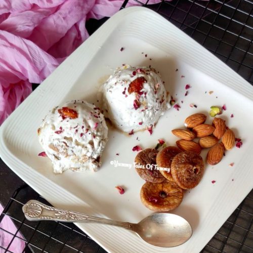 Anjeer Badam Ice Cream | Fig almonds Ice Cream - Yummy tales of tummy