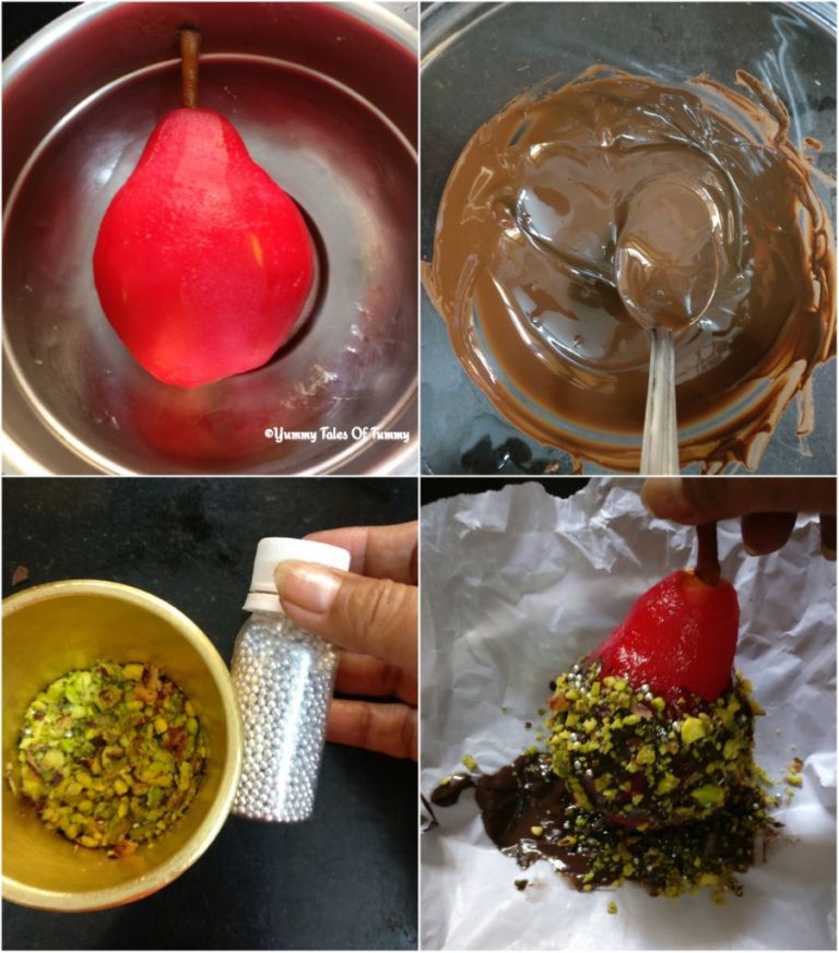 Hibiscus Poached Pears with rice pudding - Yummy tales of tummy