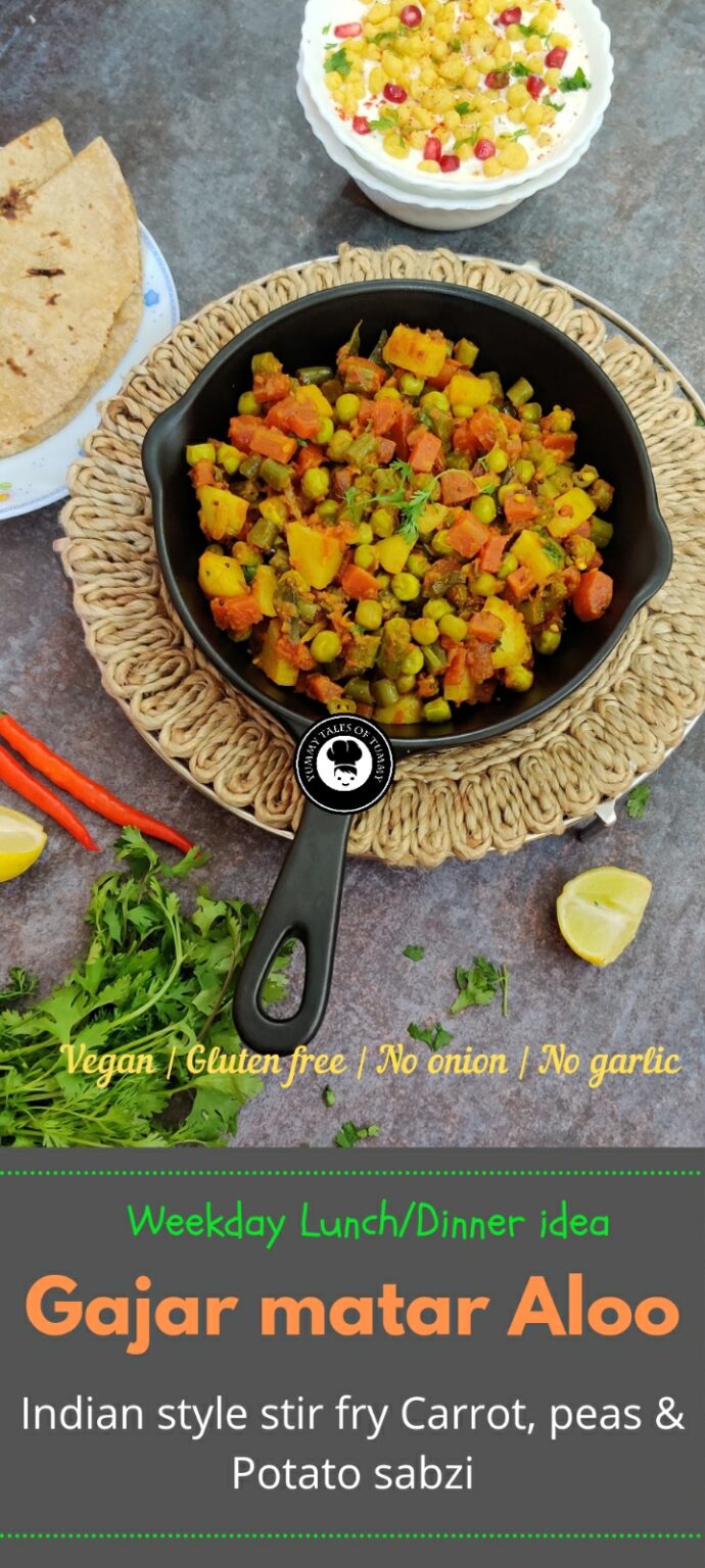 Gajar matar Aloo Recipe | Indian Carrot, peas & Potato sabzi - Yummy ...