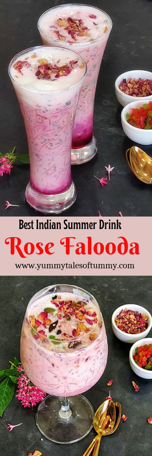Rose Falooda Recipe | Faluda Recipe - Yummy tales of tummy