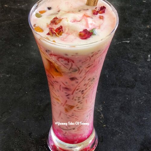 Rose Falooda Recipe | Faluda Recipe - Yummy tales of tummy