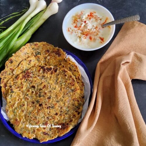 Spring Onion Paratha | Kanda Paratha | Onion Paratha - Yummy tales of tummy