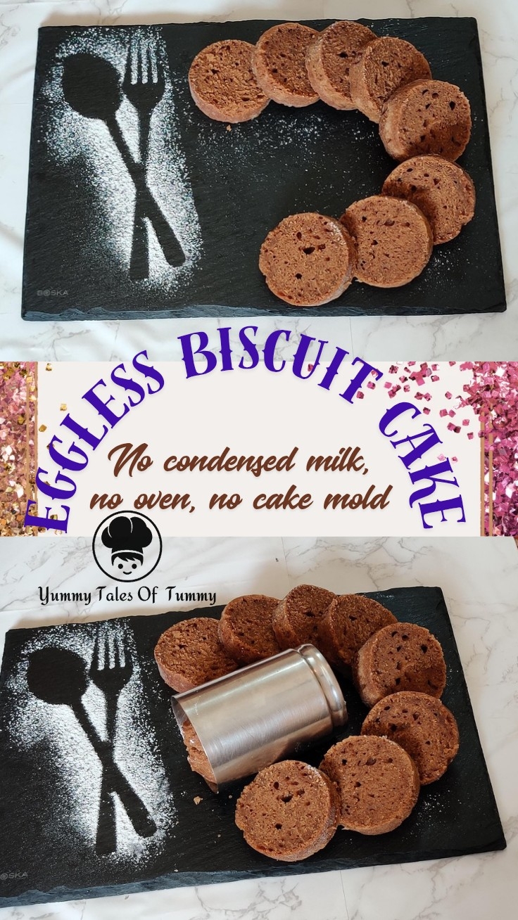 Eggless Biscuit Cake (without oven) - Yummy tales of tummy
